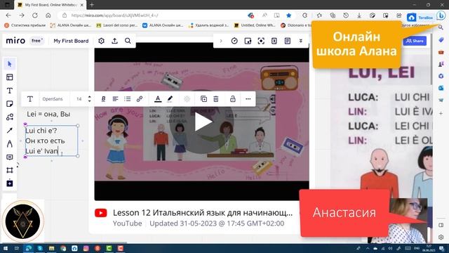 Урок 12. Итальянский язык для начинающих онлайн. Местоимения Он и Она. Полный разбор