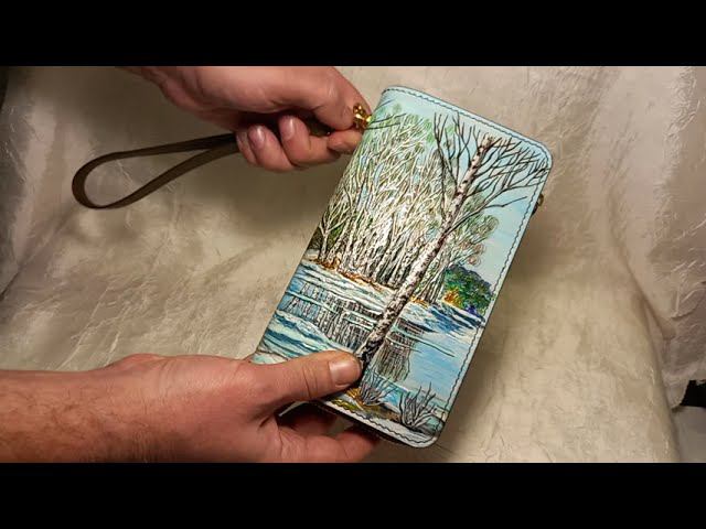 Портмоне мужское. Изделия из кожи. СКСтиль. Видео обзор портмоне: Берёзки в оттепель.
