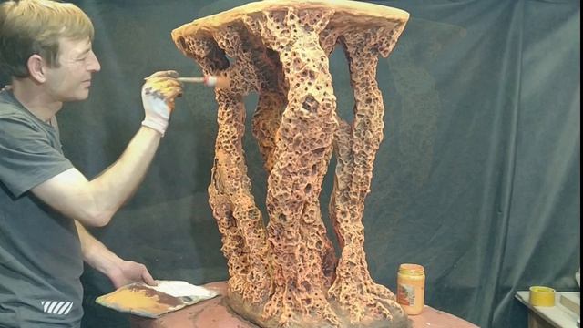 Покраска Стол коралл акриловыми красками