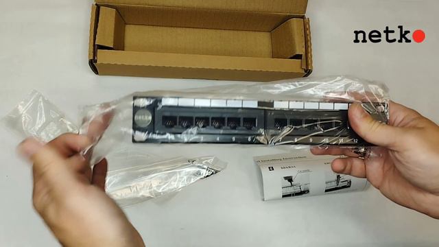 51957 Патч-панель UTP, 10", 12 портов RJ45, cat.5е, 1U, Dual Type, Netko СКС, "J"