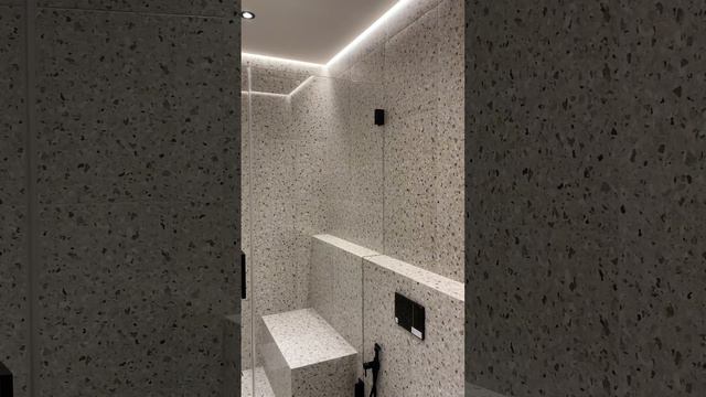 Душевое ограждение в нишу с распашной системой и фигурным стеклом