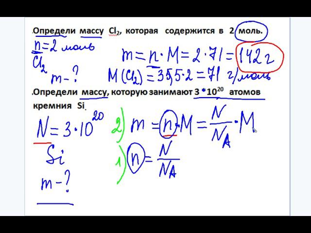 Решение задач на количество вещества. 8 класс химия