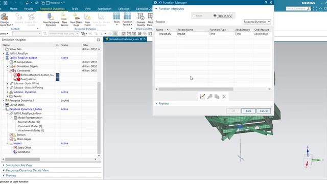 Переходной анализ конструкции. Модуль Response Dynamics.
