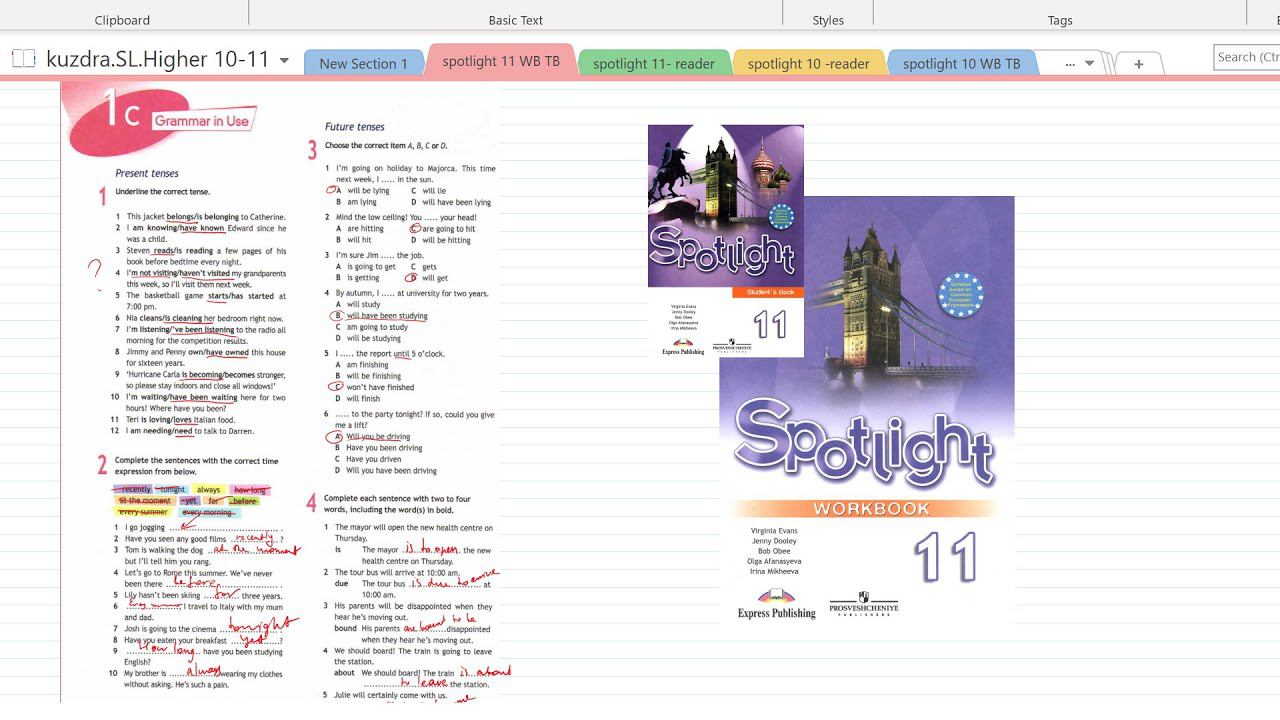 11. Spotlight 11. Unit 1c. Grammar in Use. Workbook