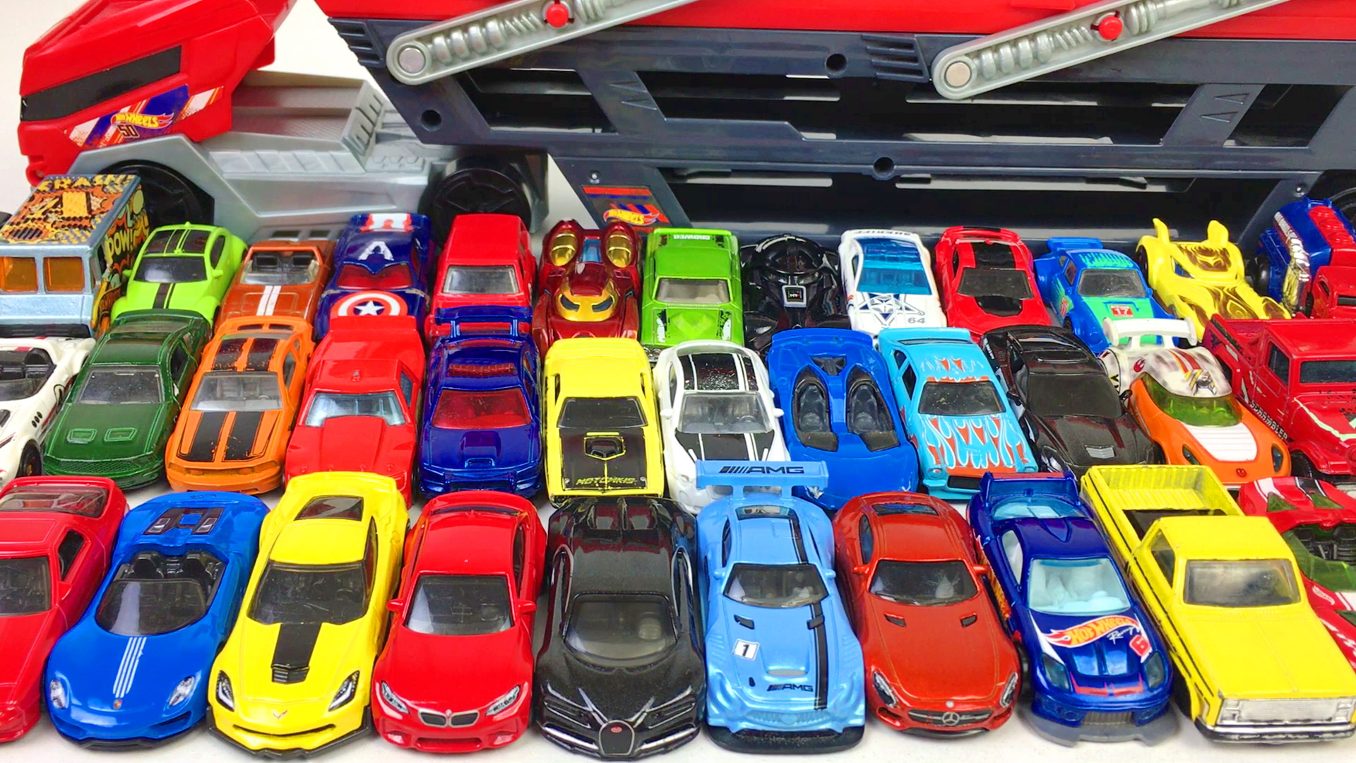 Хот Вилс Много Машинок Суперкары Спорткары Мега Трейлер Видео для Детей