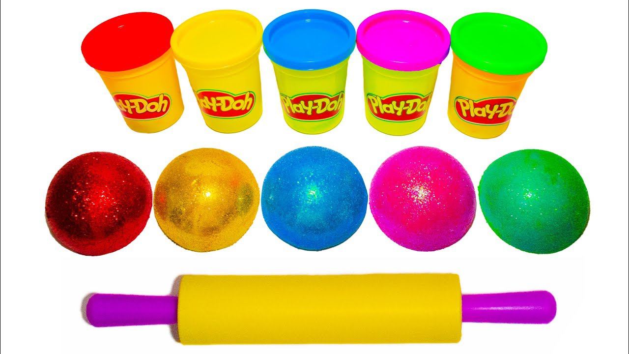 Блестящие Сюрпризы из пластилина Плей До с игрушками из мультиков Маша и Медведь Три Кота Кот Том