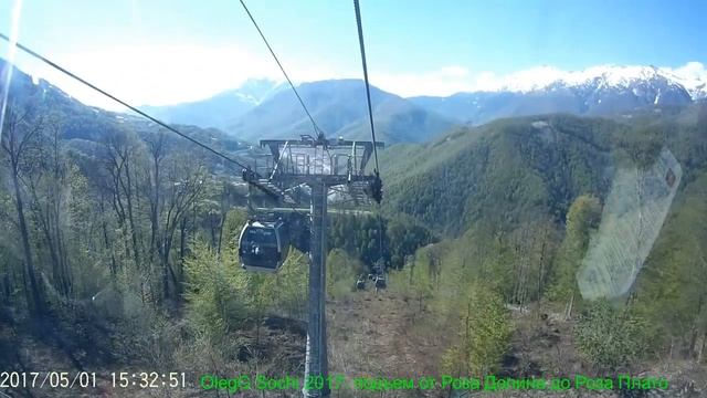 Сочи 2017: подъем от Роза Долина (560 м) до Роза Плато (1170 м) (съемка на экшн-камеру)