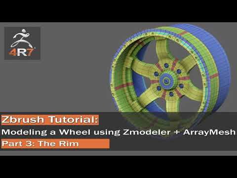 Zbrush 4r7 Tutorial   Modeling a Wheel using Zmodeler ArrayMesh Part 3