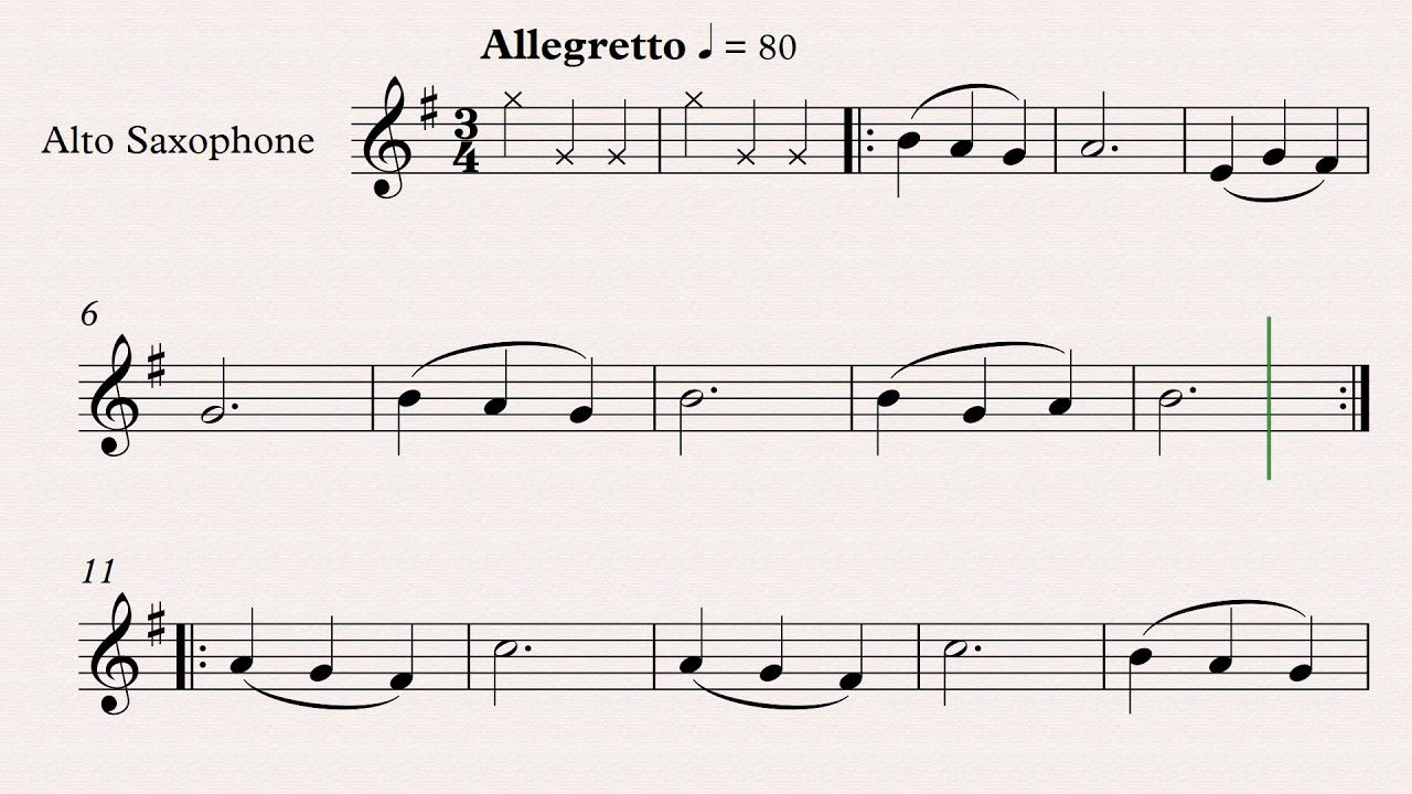 Шуберт Вальс - видео-минусовка и ноты для саксофона-альта, темп 80