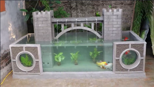 Дизайнерский Фонтан Для воды На Открытом Воздухе Аквариумный Пейзаж Изогнутый Мост!