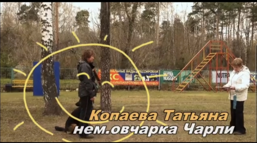 Испытания по ОКД
Копаева Татьяна и нем.овчарка Чарли
