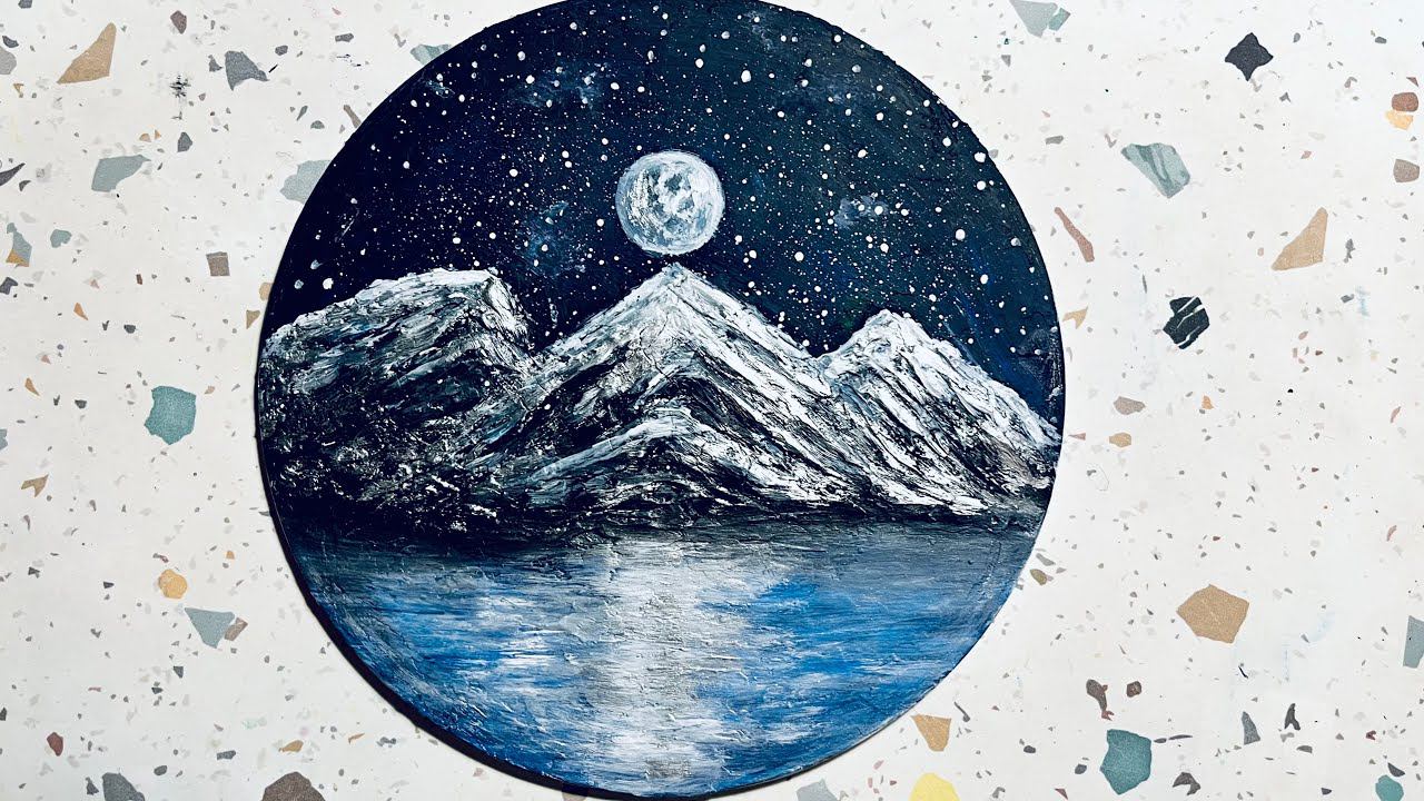 Пейзаж с горами акрилом  #пейзаж с горами. #картинасвоимируками #барельеф #акрил