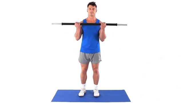 11. Сгибание локтя с гимнастической палкой.