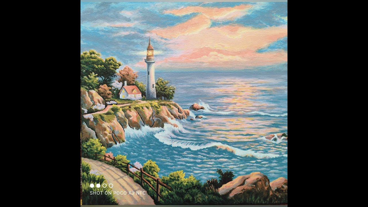 Картина по номерам / Маяк на заливе