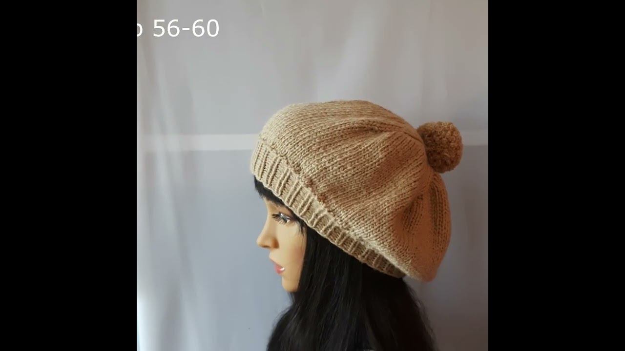 Видеообзор Берета с помпоном ручной вязки для магазина Мисс Беретка