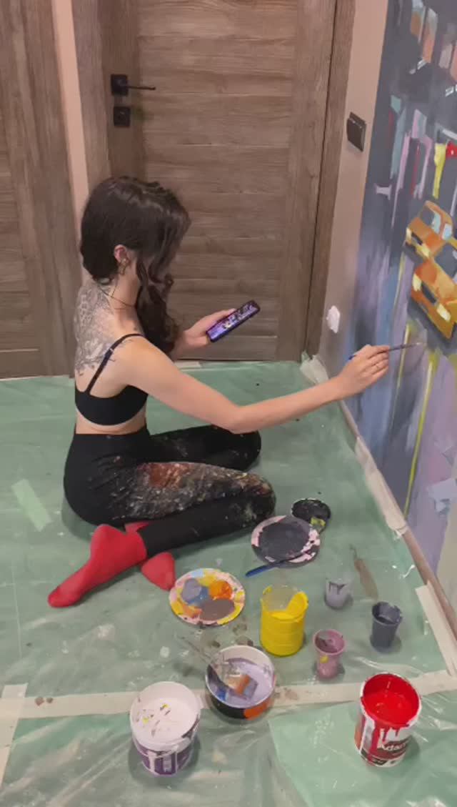 Процесс создания настенной росписи