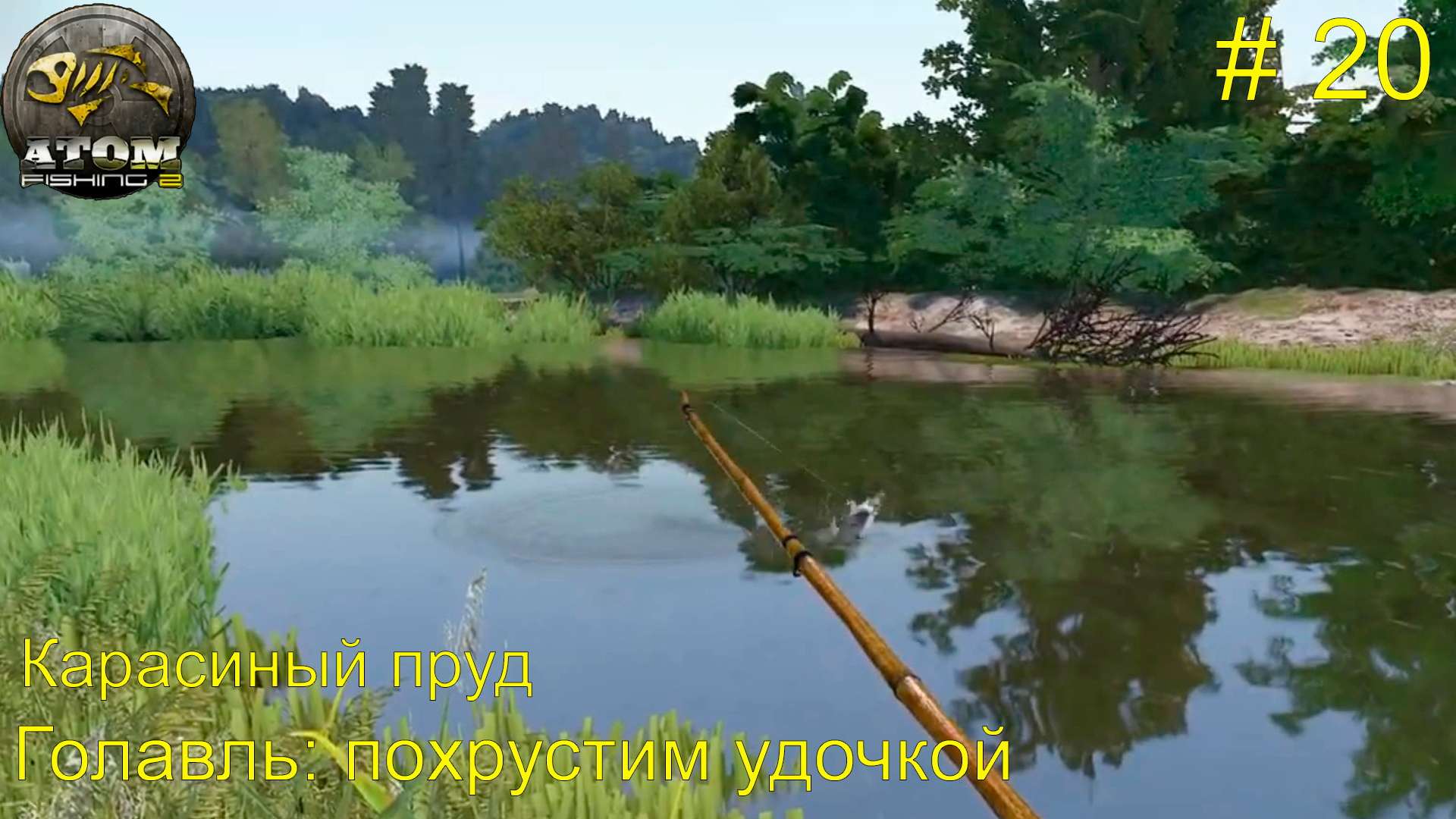 Карасиный пруд. Голавль на Володином повороте - похрустим удочкой. # 20. Atom  Fishing 2