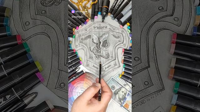 Тату эскиз Римского доспеха с орлом и змеёй