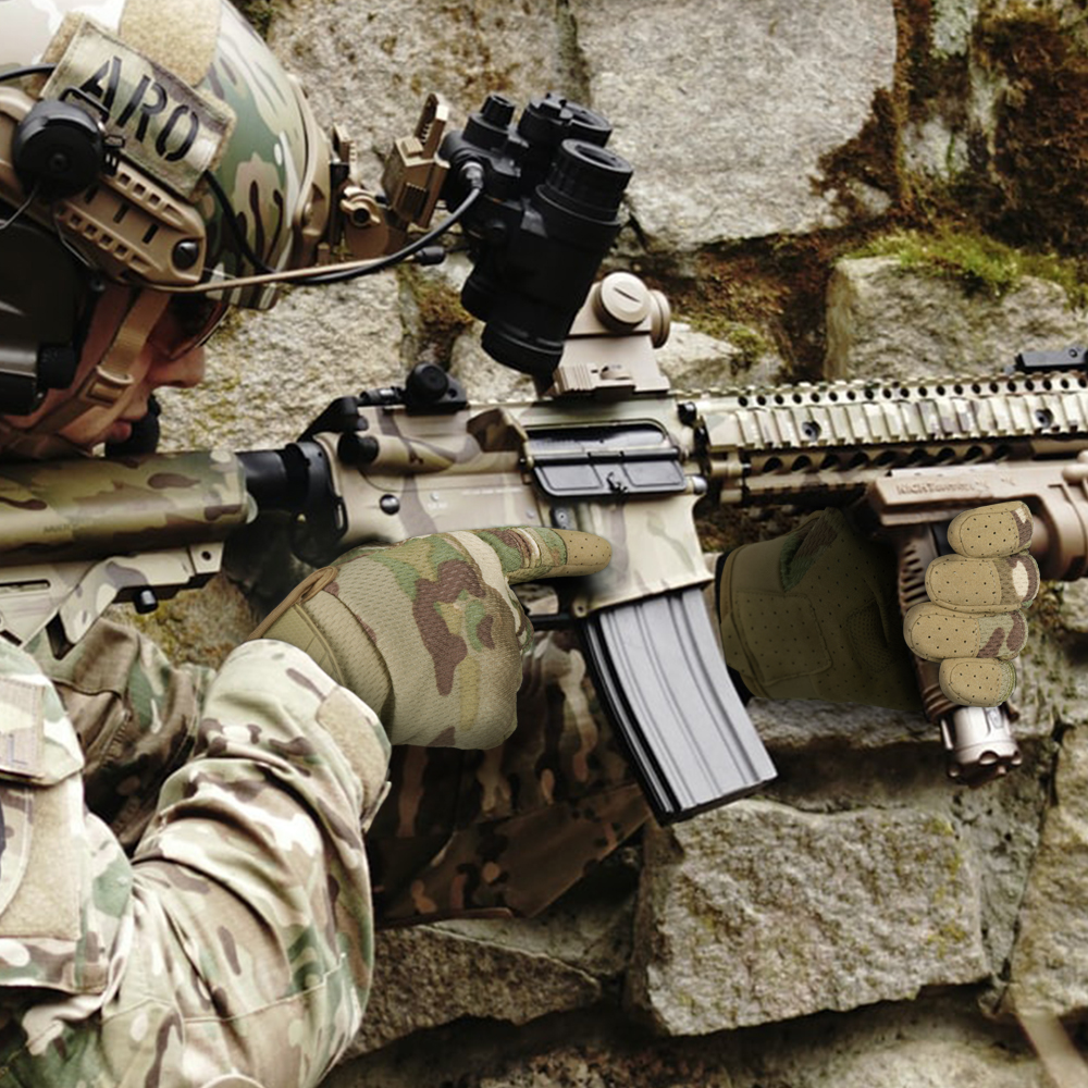 Камуфляжные тактические перчатки для сенсорного экрана, с закрытыми пальцами