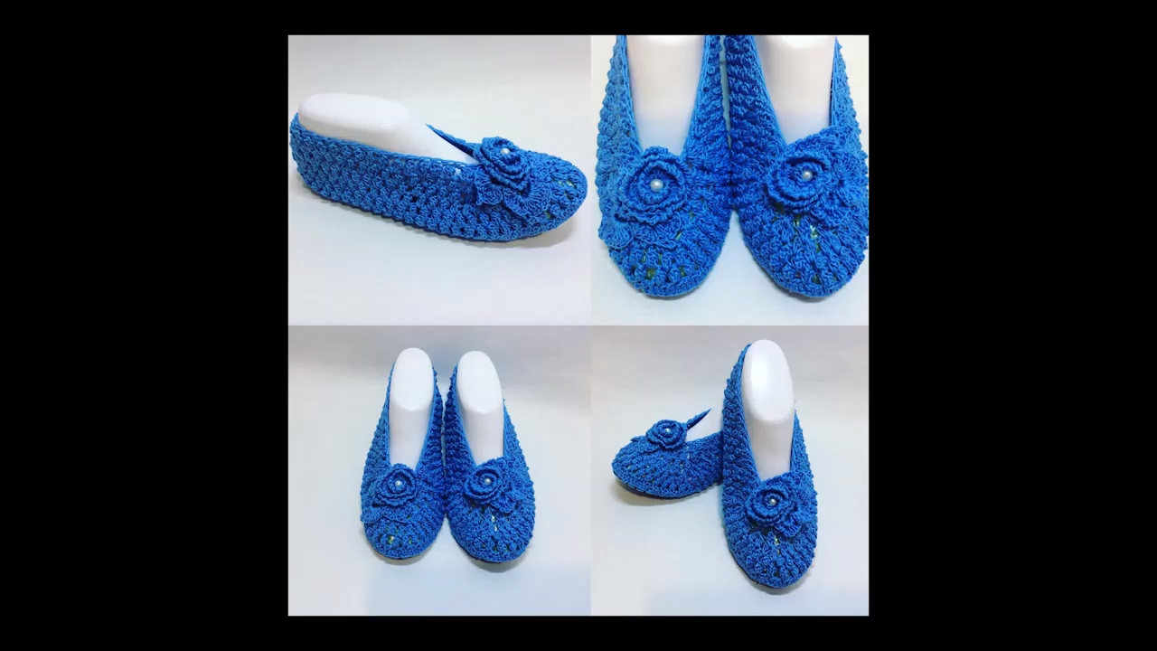 Урок вязания.Тапочки -следки крючком ажурные