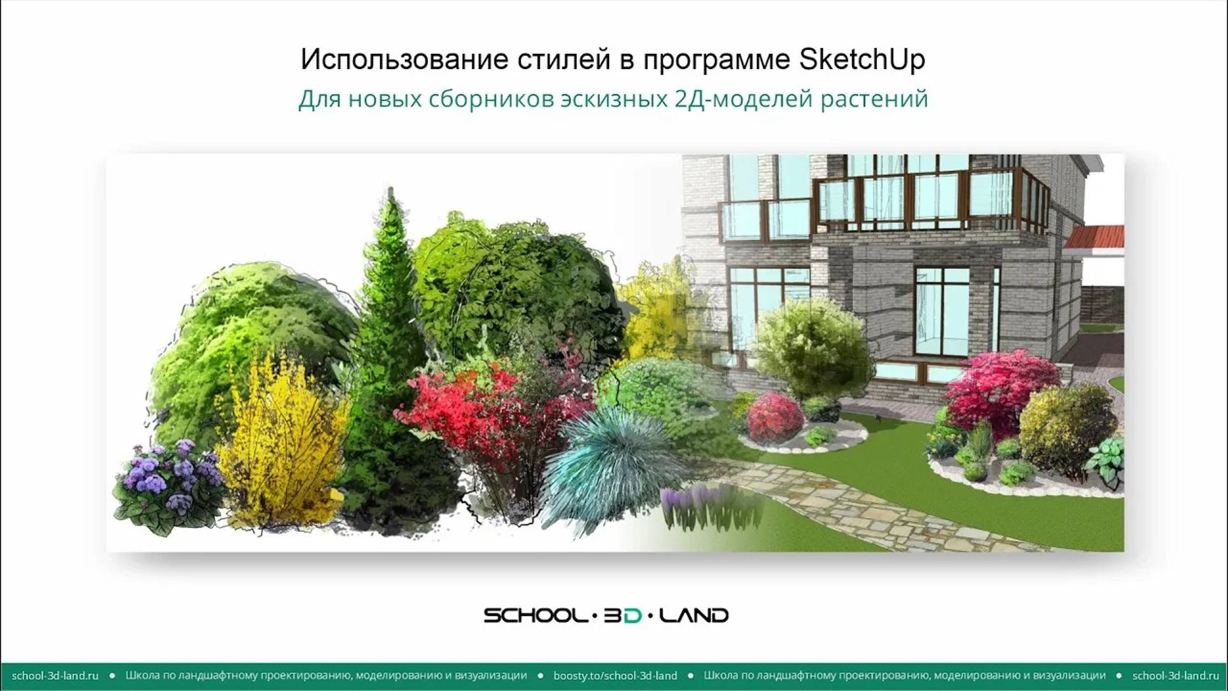 SU74. Использование творческих стилей в SketchUp. Эскизная графика