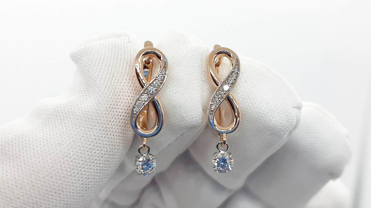 Серьги восьмерки с бриллиантами