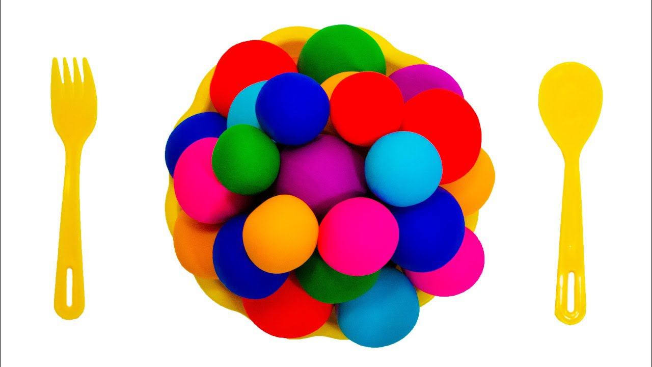 УЧИМ ЦВЕТА - ШАРИКИ из ПЛАСТИЛИНА ПЛЕЙ ДО С ИГРУШКАМИ Смешарики Три Кота Мимимишки Маша и Медведь