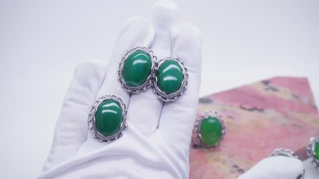 Гарнитур серьги и кольцо агат зелёный посеребрение 12 мк камни натуральные зеленые 971 Хорошие вещи