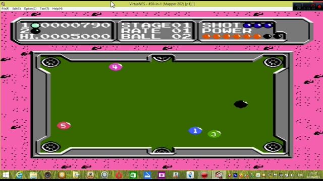 Lunar Ball, 1985 г., Фрагмент геймплея бильярда для консоли NES \ Famicom \ "Денди".