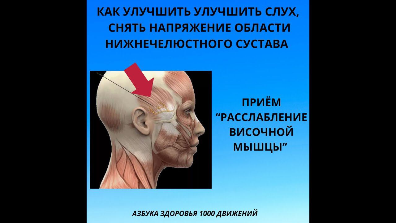 КАК УЛУЧШИТЬ СЛУХ,  СНЯТЬ НАПРЯЖЕНИЕ ОБЛАСТИ НИЖНЕЧЕЛЮСТНОГО СУСТАВА.