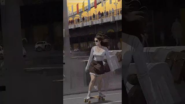 Девушка и скейтборд. Искусственный интеллект