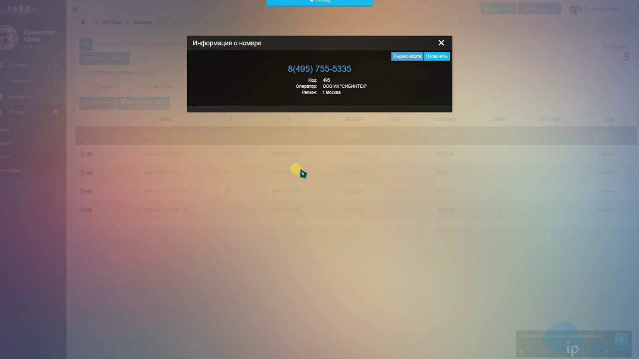 Отчёты - Звонки