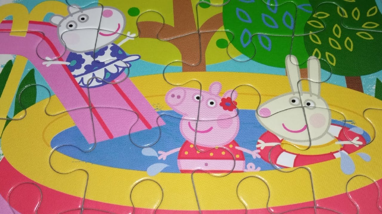 Пазл Свинка Пеппа, Отдых в бассейне - собираем пазлы для детей | Polinka-Vitaminka