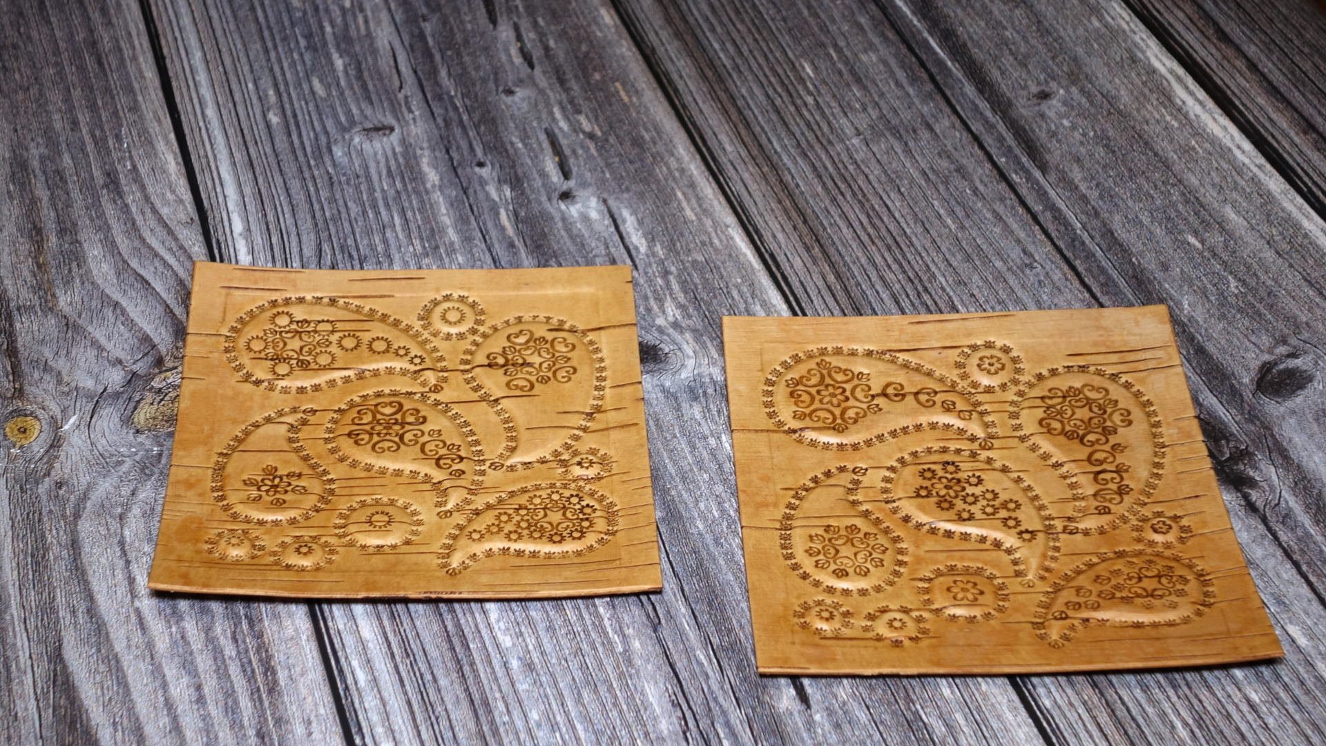 Штамп орнамент пейсли , бута, по бересте.