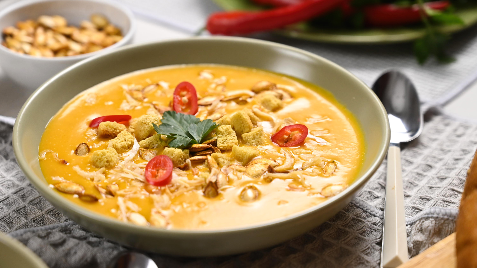 Острый Тыквенный суп! Его хочется ещё и ещё!!! ???