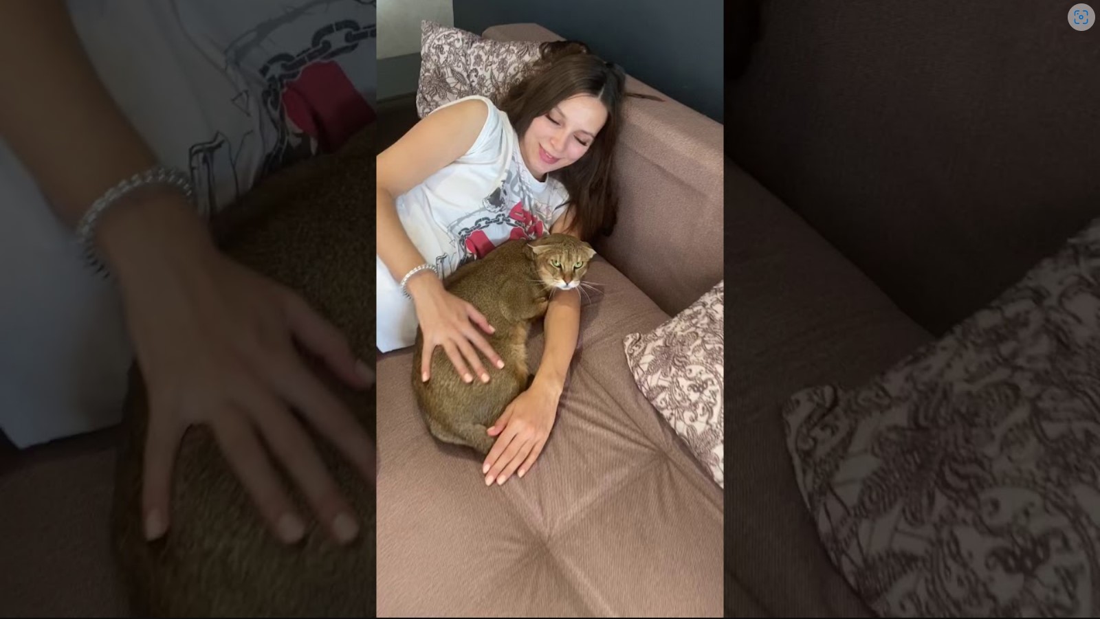 Кошка охраняет ребеночка?