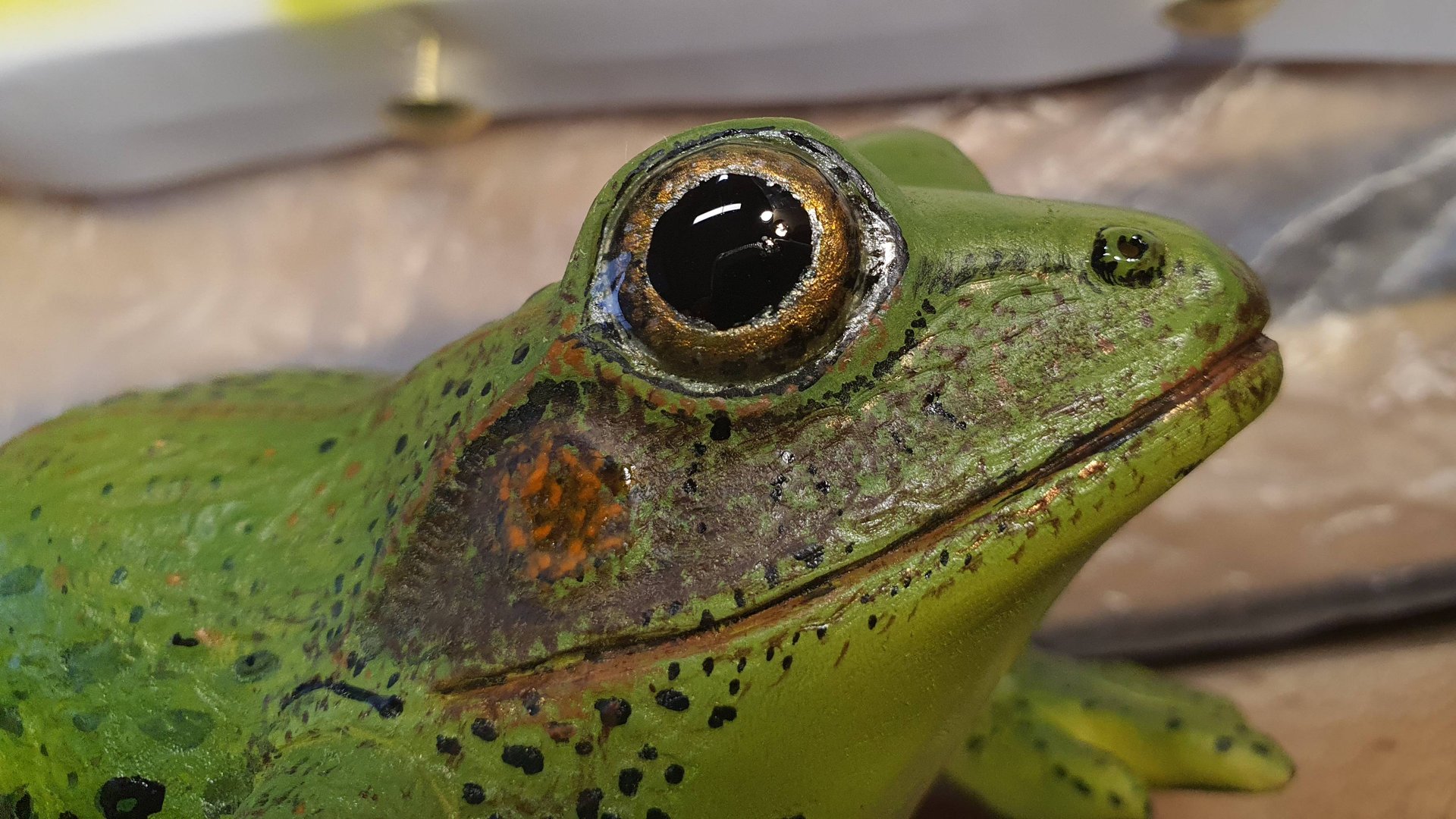 Лягушка из дерева (жаба) покраска аэрографом.