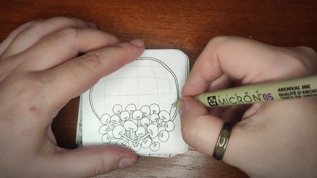 Зентангл Бижу в авторском скетчбуке ШАР