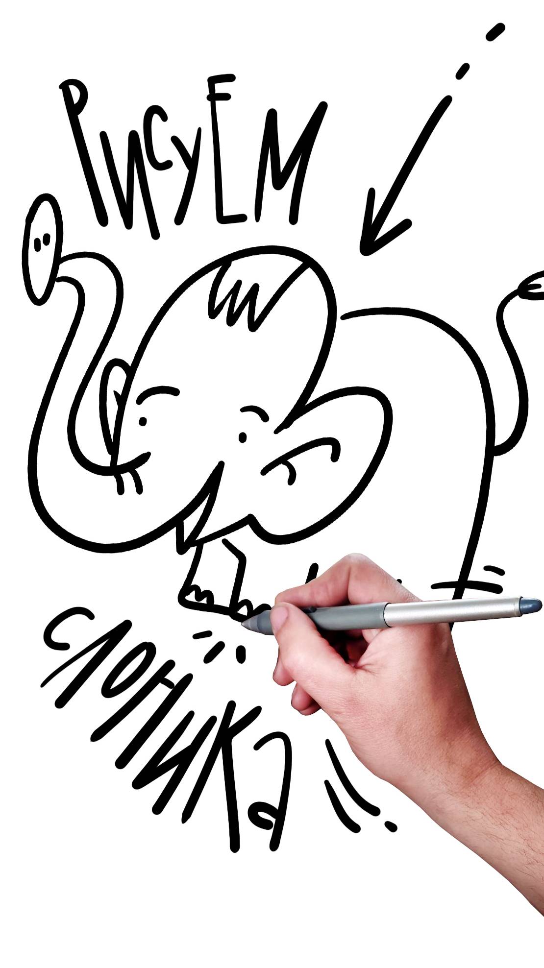 как нарисовать БЫСТРОслоника?!