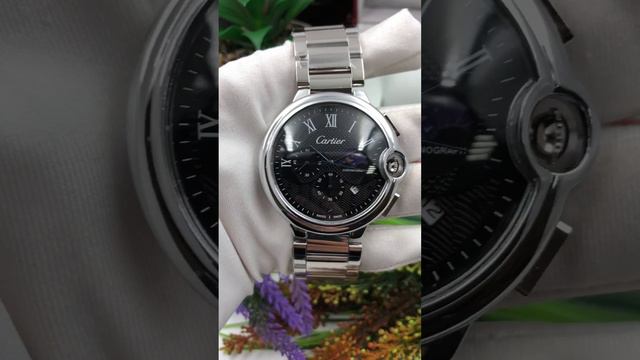Cartier кварцевый хронограф с  темным циферблатом
