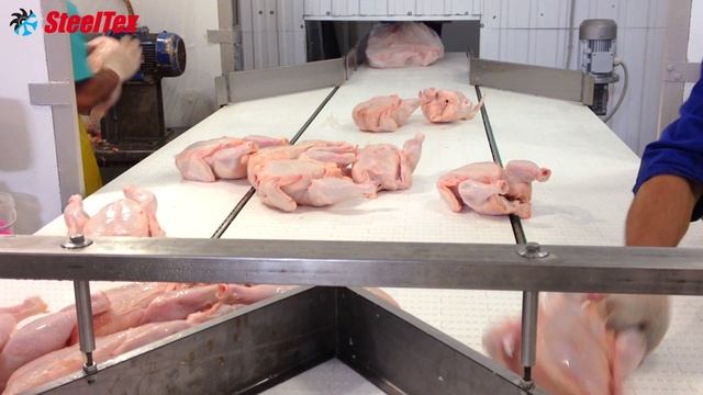 Поточная разделка курицы на дисковых пилах