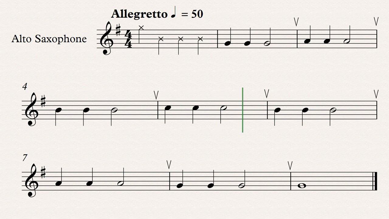 В.Симонова "Начинаем играть" ноты и видео-минусовка для саксофона-альта, темп 50