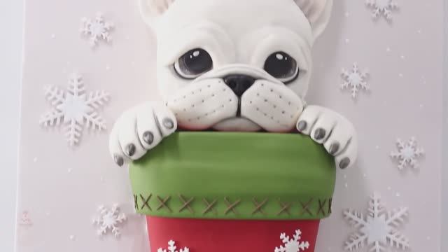 (67) French Bulldog Christmas Puppy Cake Tutorial! _ AMAZING HOLIDAY CAKES