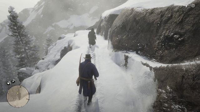 Разведка перед боем и спуск по снежному склону. Прохождение RDR2 на старом ПК. Часть 10.