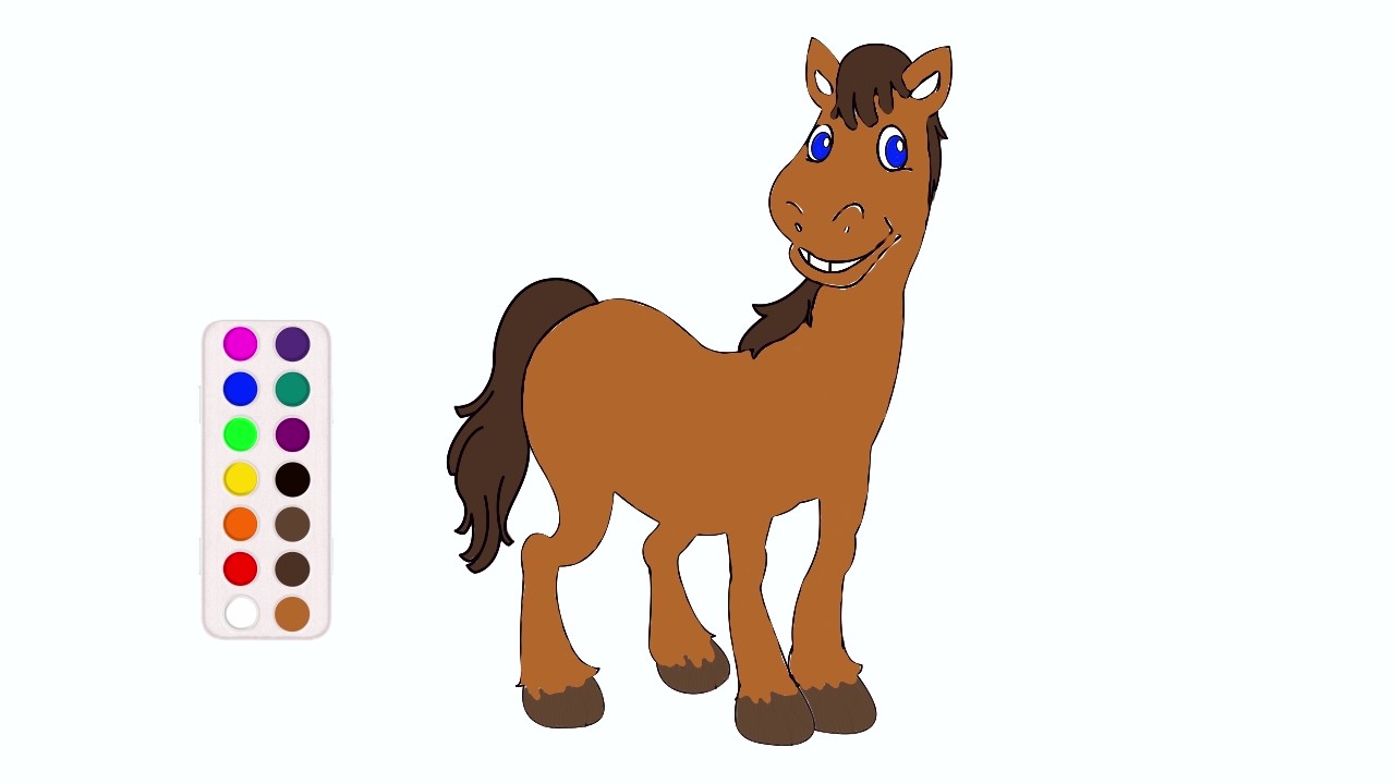 Рисуем и раскрашиваем Лошадку - раскраска для детей