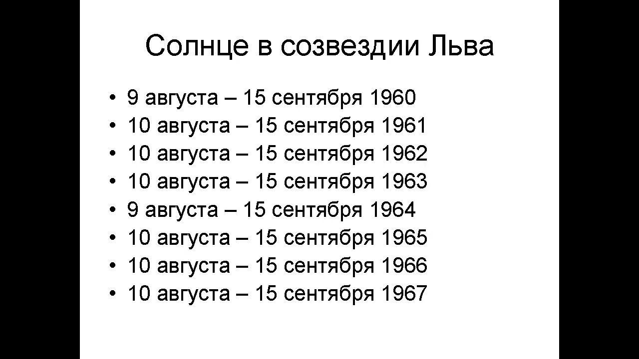 Солнце в созвездии Льва