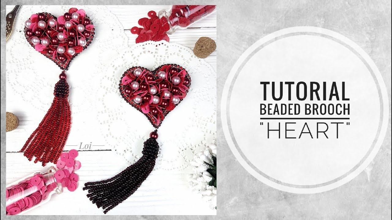 #МК - Брошь "Сердце" с кисточкой из бисера | #Tutorial - Heart brooch with a beaded tassel