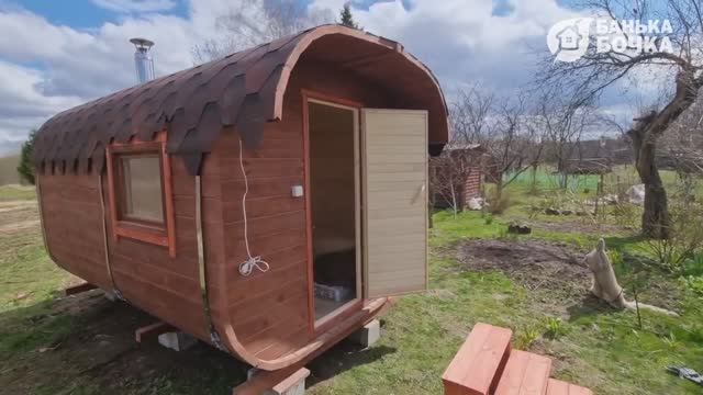 #ОБЗОР #Баня-квадро 3,5 метра с козырьком #баня-бочка