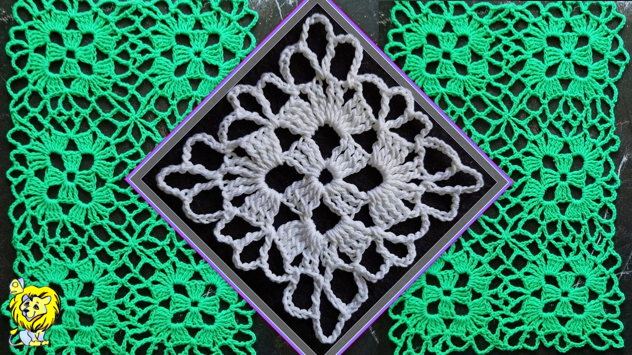 АЖУРНЫЙ КВАДРАТНЫЙ МОТИВ КРЮЧКОМ