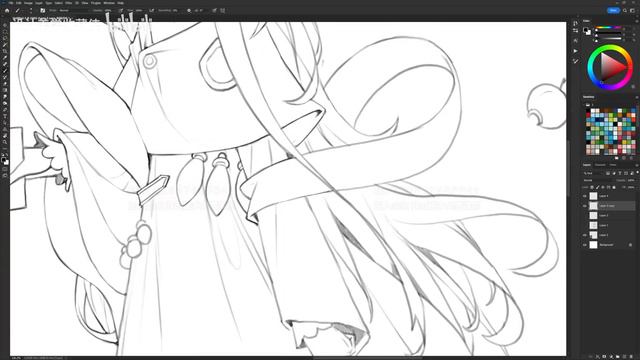 19. Набросок и организация линий, раскрашивание базовым цветом